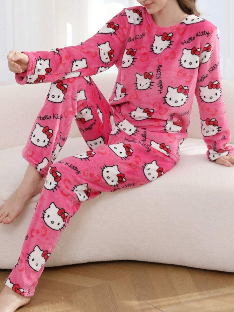 Sanrio 2ชิ้น ชุดเสื้อผ้าลายการ์ตูนเฮลโลคิตตี้สำหรับเด็กผู้หญิงวัยรุ่น ...