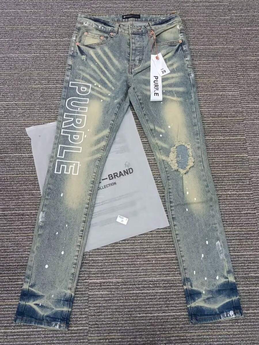 Pantalones vaqueros con letras personalizadas para hombre, estilo Hong ...