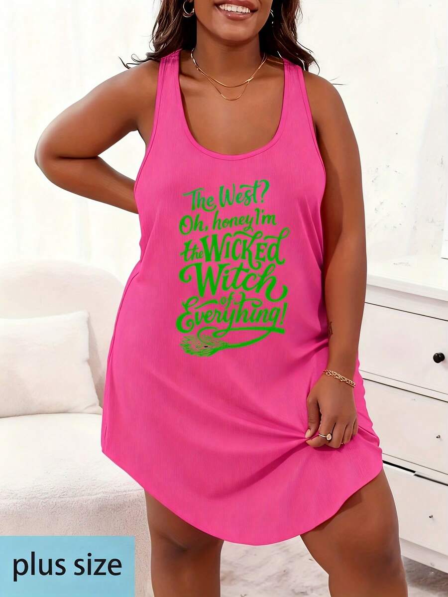 Plus Size Women's Elegant Wicked Witch Everything Quote Sleeveless ...