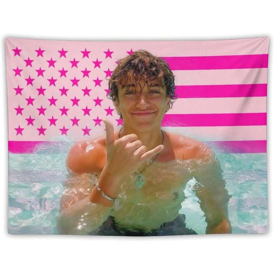 Jeremiah Fisher Flag Merch Dorm Room Essentials Pink American Flag ...