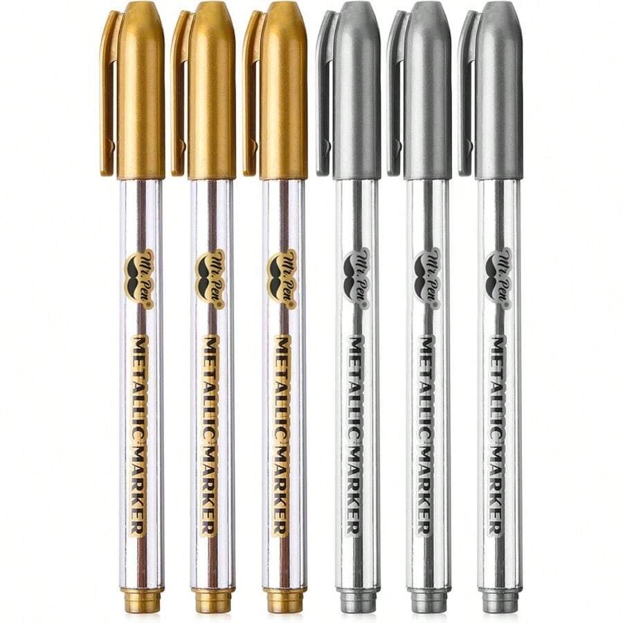 - Metallic Paint Markers, 6 Pack, Silver Paint Marker, Gold Ink, Silver ...