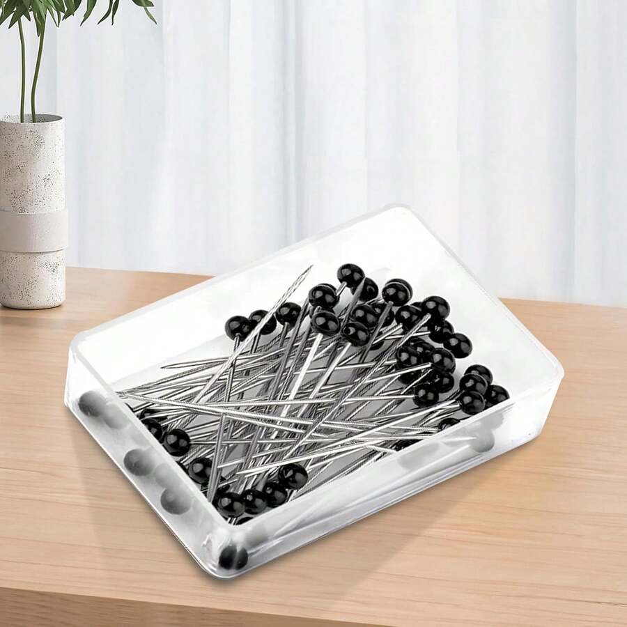Black Pearl Head Pins For Hole Punch Sewing And Quilting Straight Pins ...