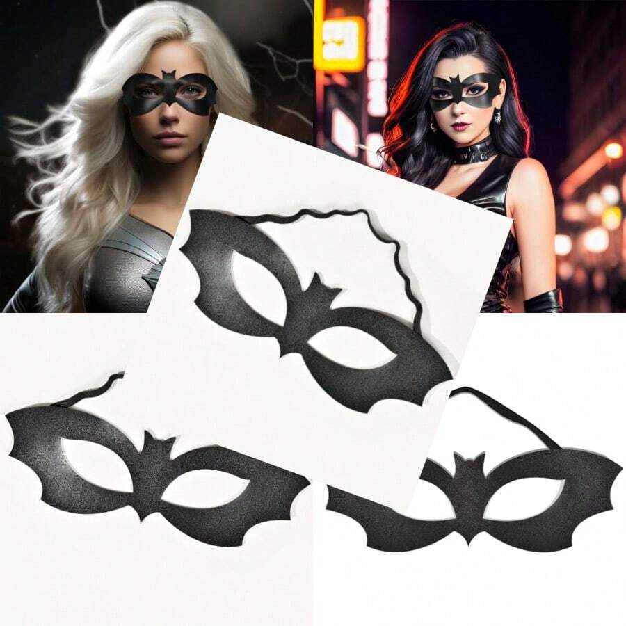 Bat Mask For Women PU Leather Black Bat Eye Mask Costume For Men Women ...