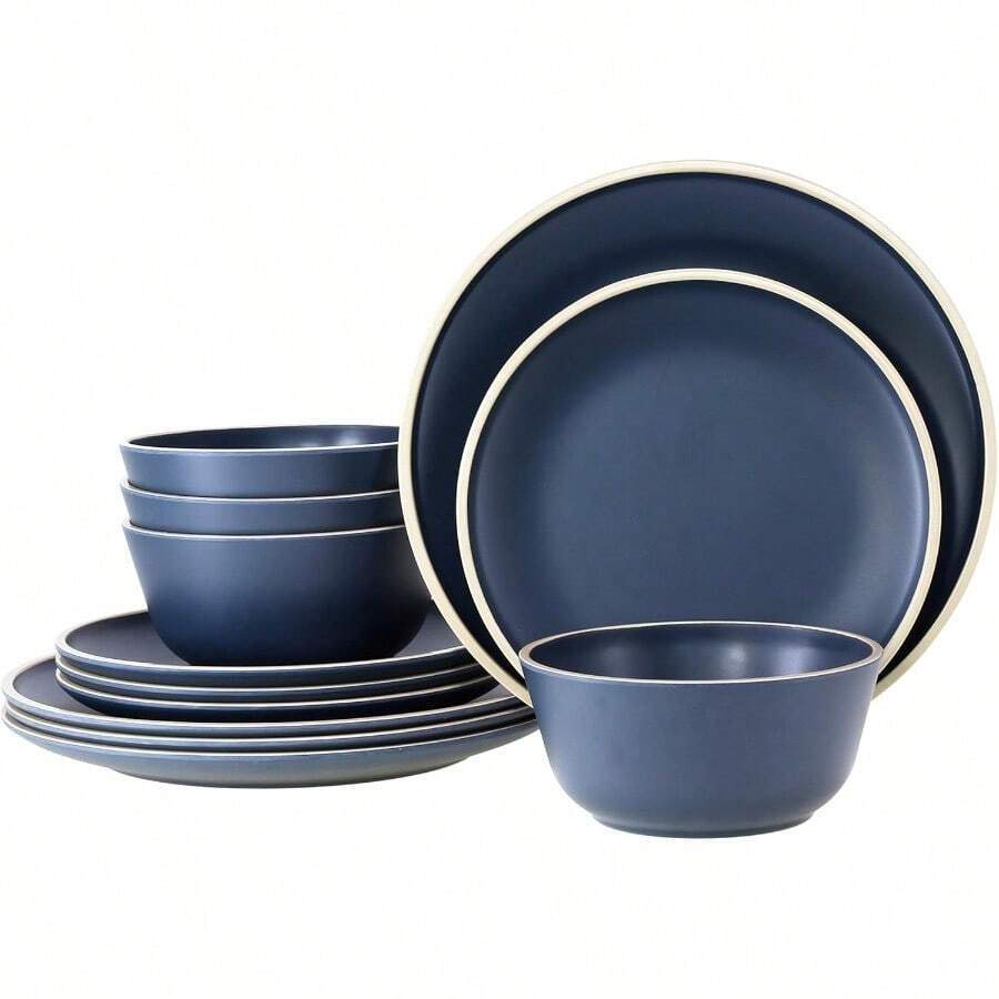 Melamine Dinnerware Sets For 4 Melamine Plates And Bowls Sets 12 Piece ...