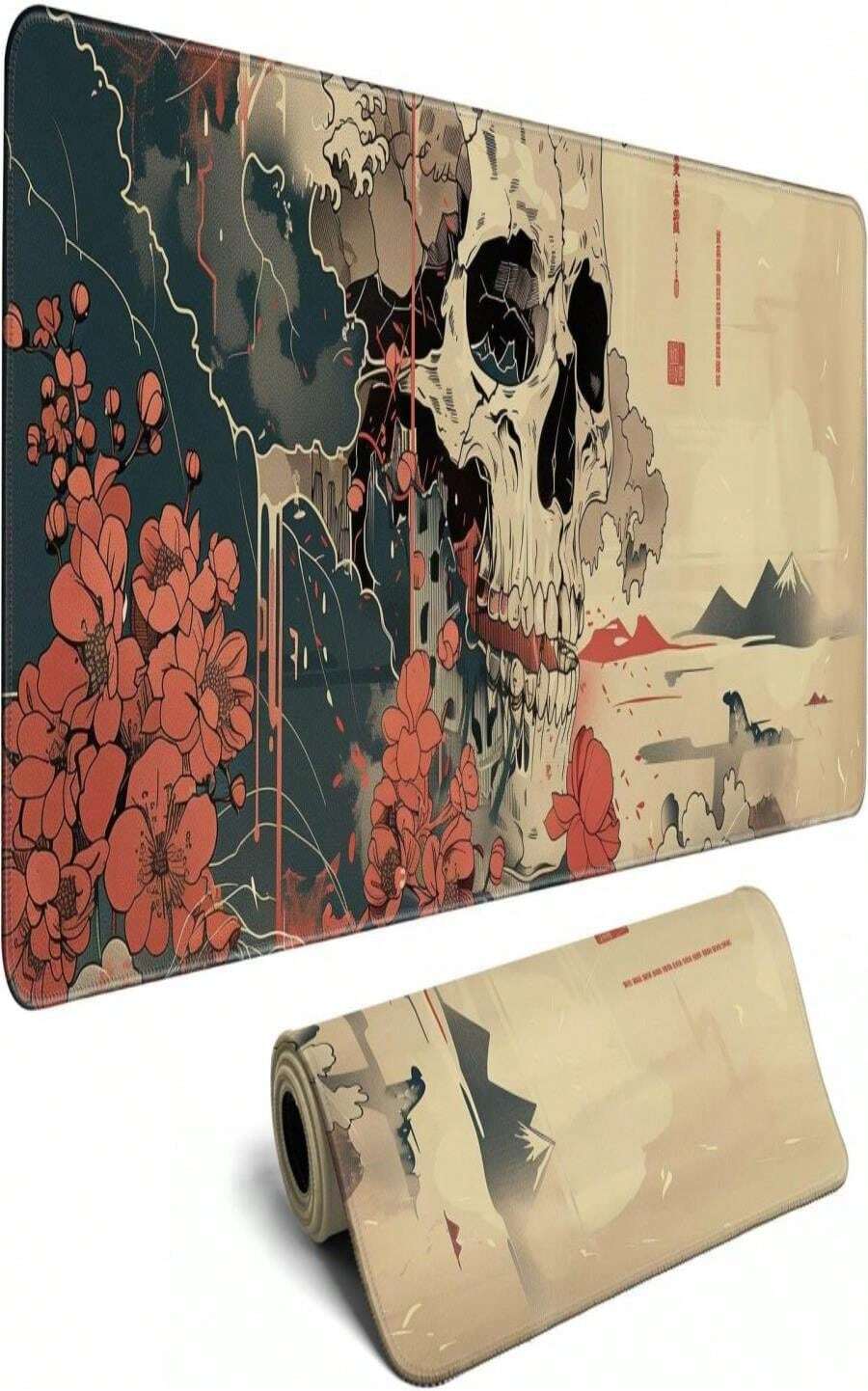 Skull Mouse Pad Japanese Ukiyo-E Mouse Pad XL Anime Big Mouse Pads For ...
