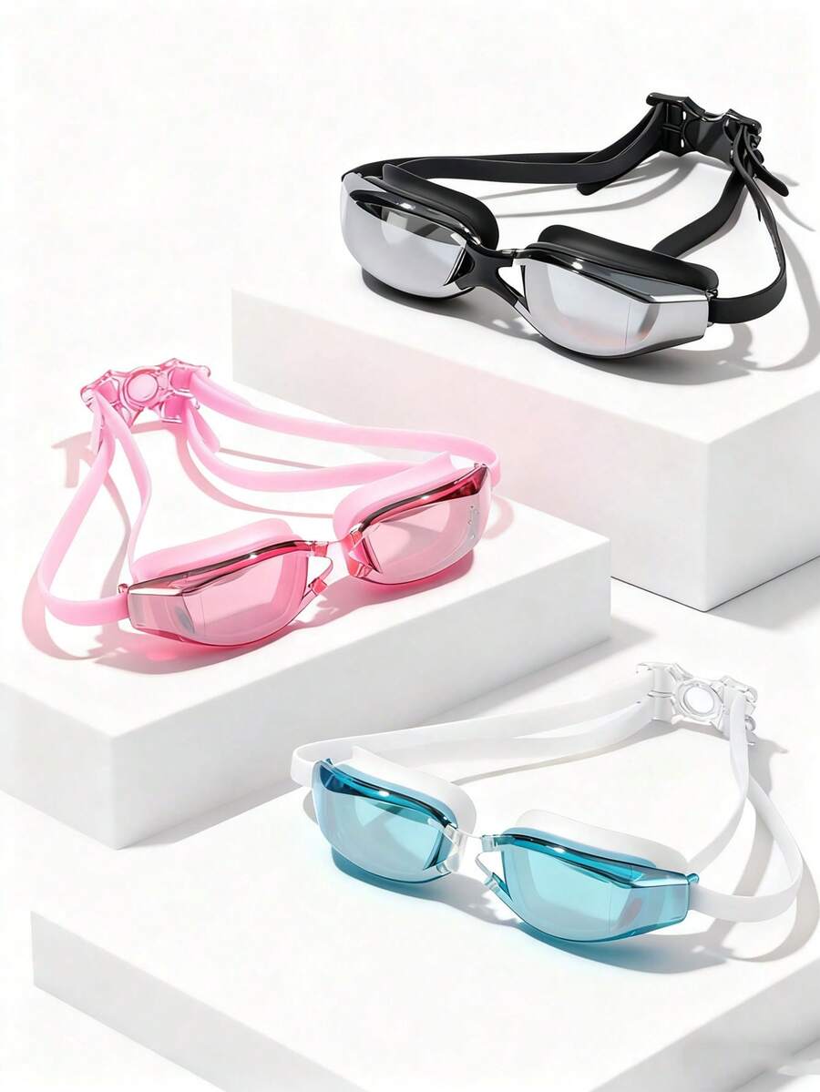 Adult Professional Anti-Fog Swim Goggles Set, High Definition Mirrored ...