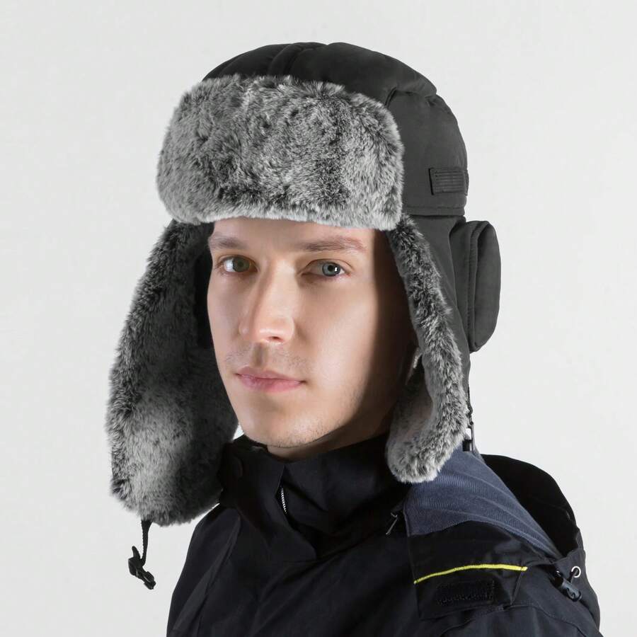 Winter Windproof Aviator Hat With Ear Flaps Cold Weather Thermal Fleece ...