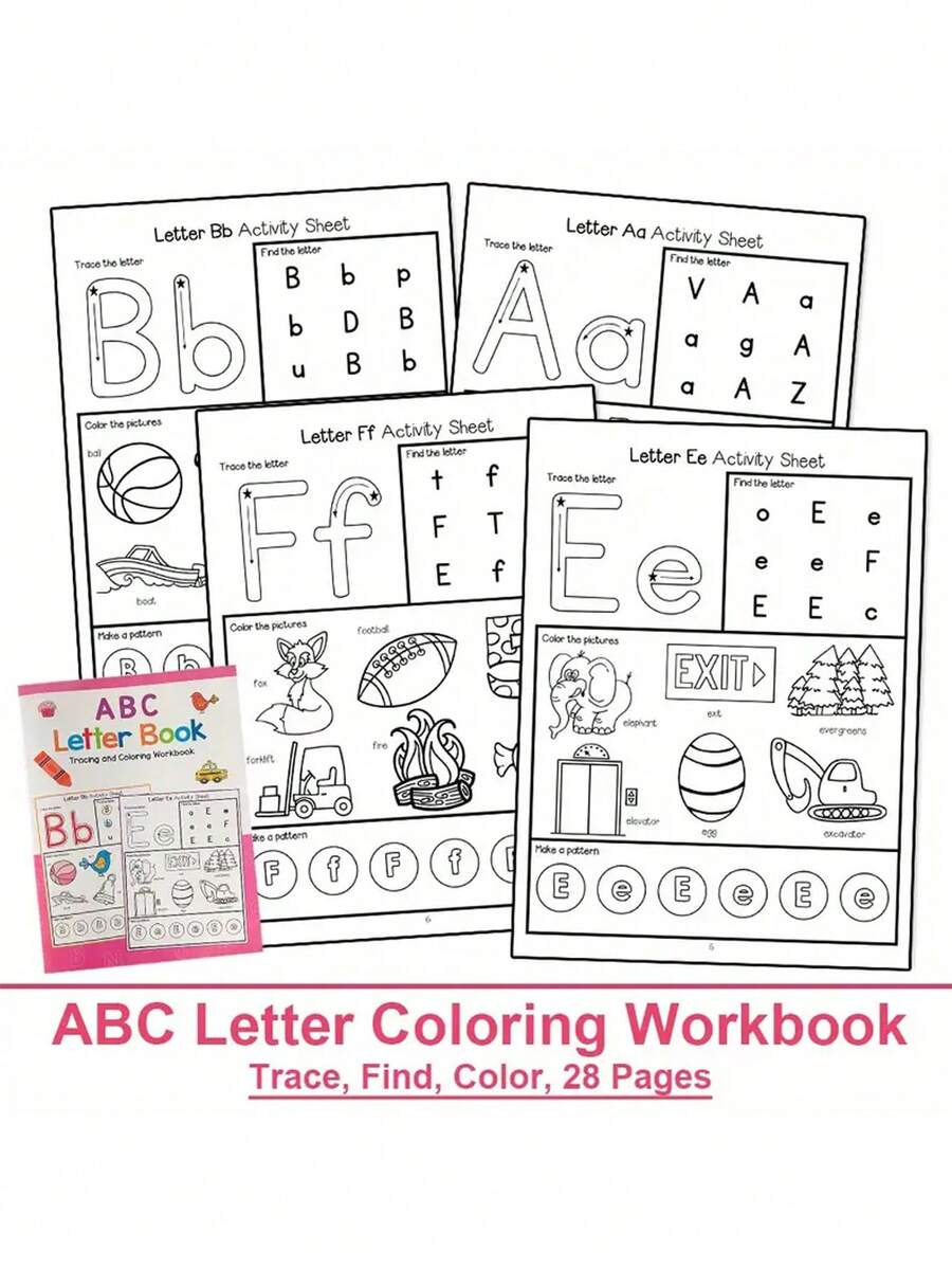 English Alphabet Coloring Book, A-Z Letter Recognition And English Word ...
