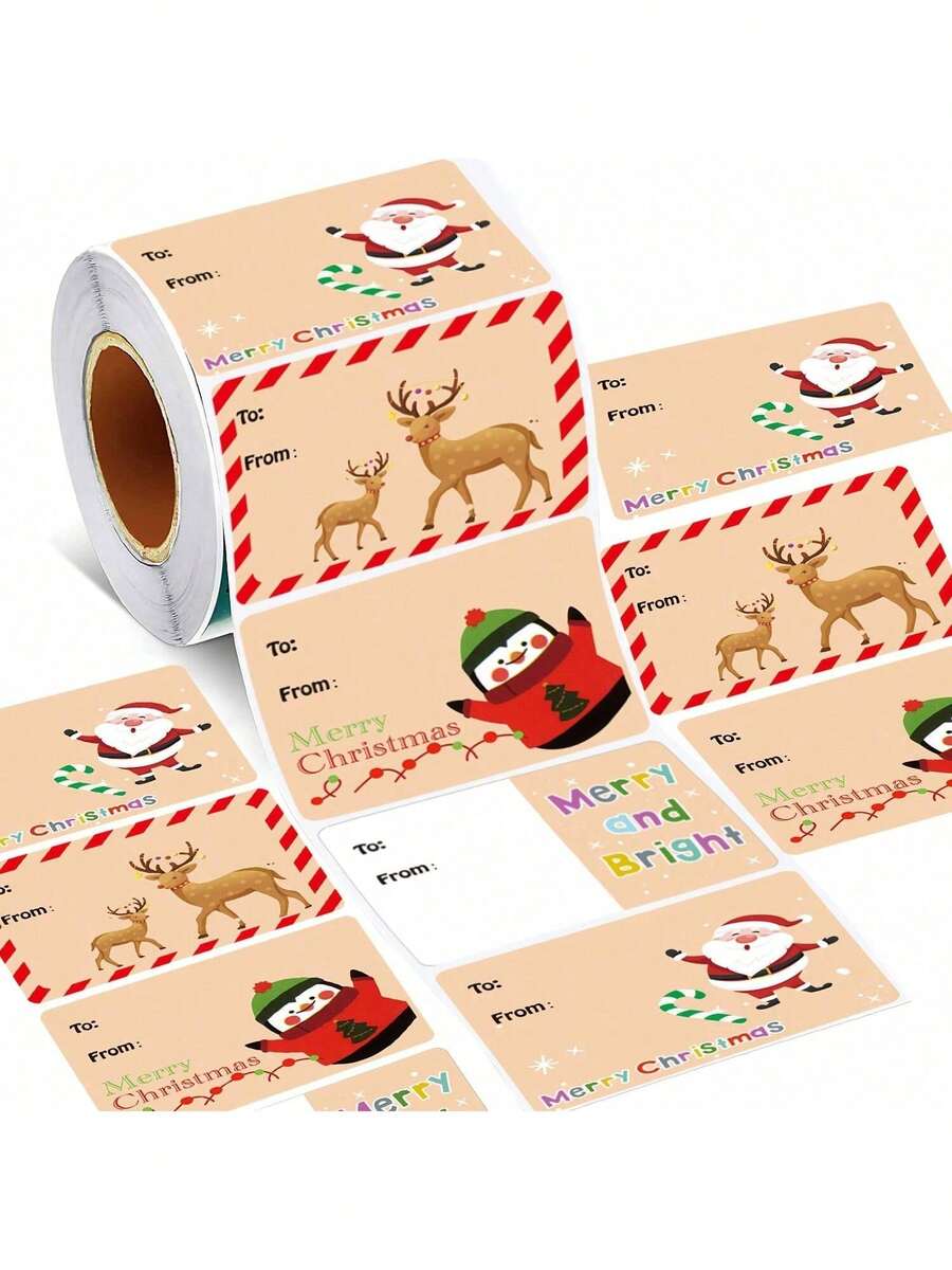 500pcs/Roll Christmas Gift Label Stickers 5.08cm X 3.81cm, Writable ...