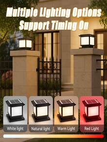 Outdoor Solar Powered Pillar Light, LED Lamp, IP65 Waterproof With ...