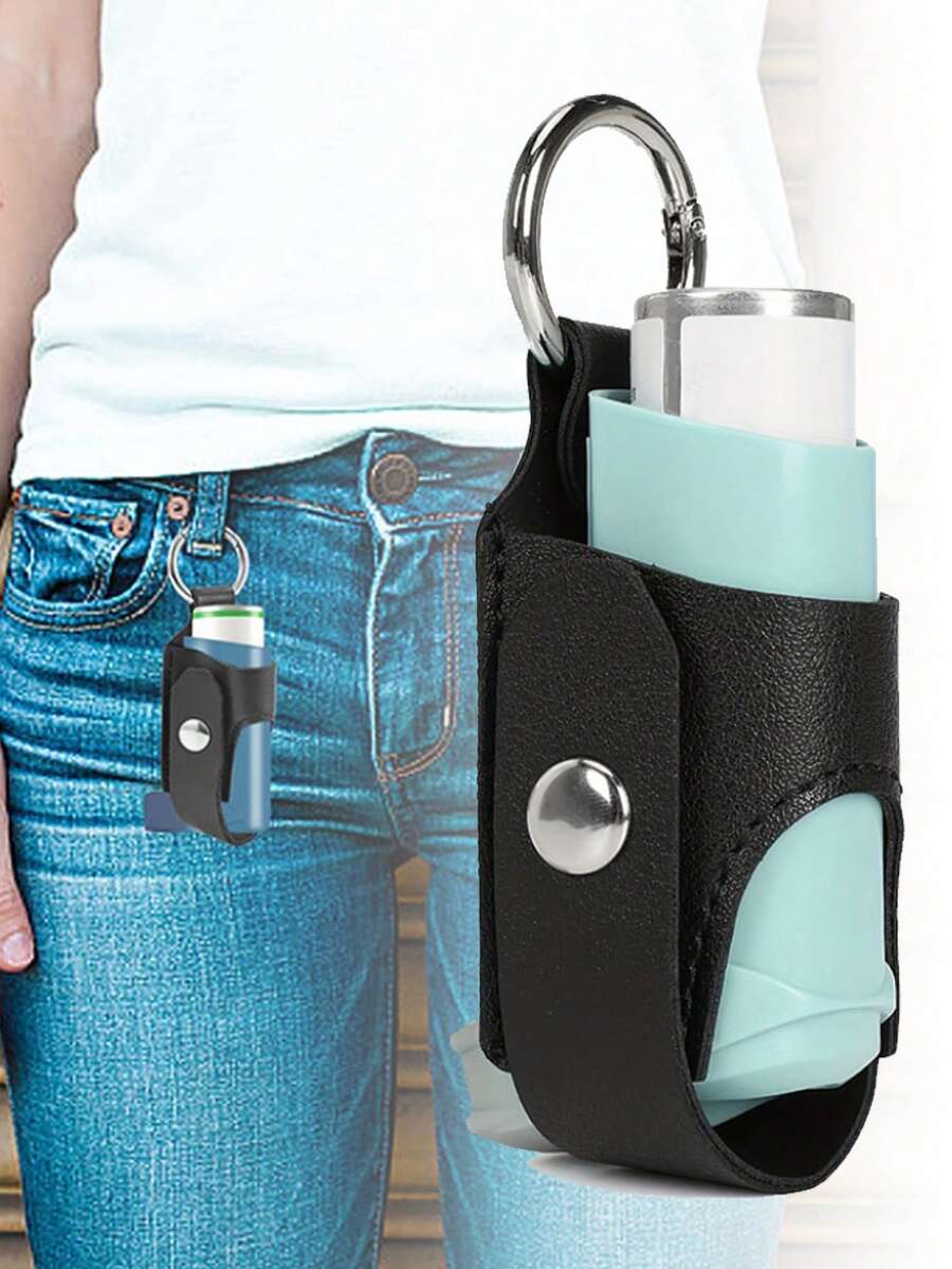 1pc Asthma Inhaler Holder, Lightweight Portable PU Leather Asthma ...