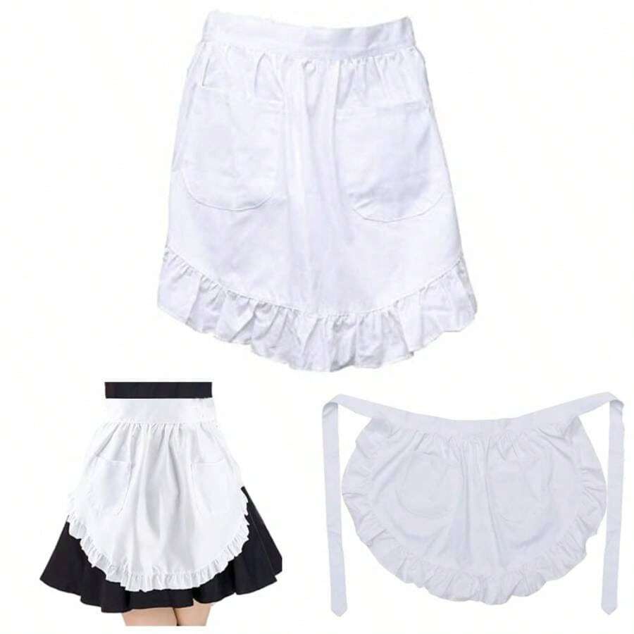 Women's Waist Apron With Two Pockets Half Apron Waitress Servant ...