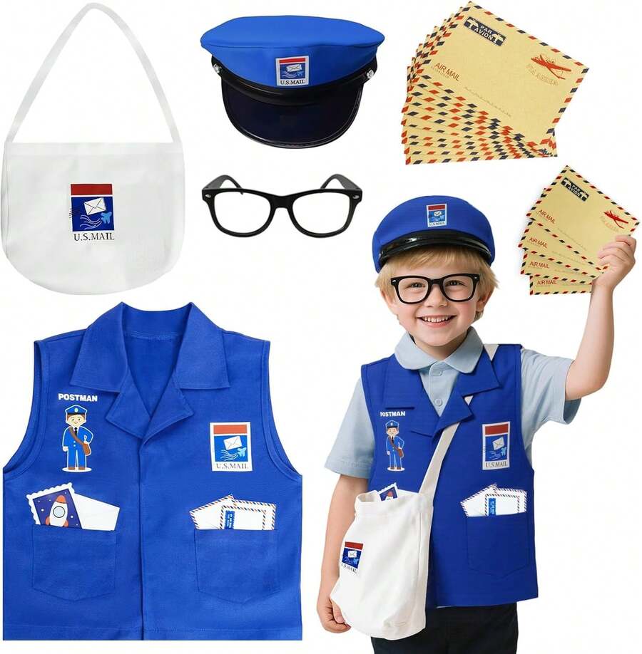 Mailman Costume Set - Mail Costume Community Helpers Postal Worker ...