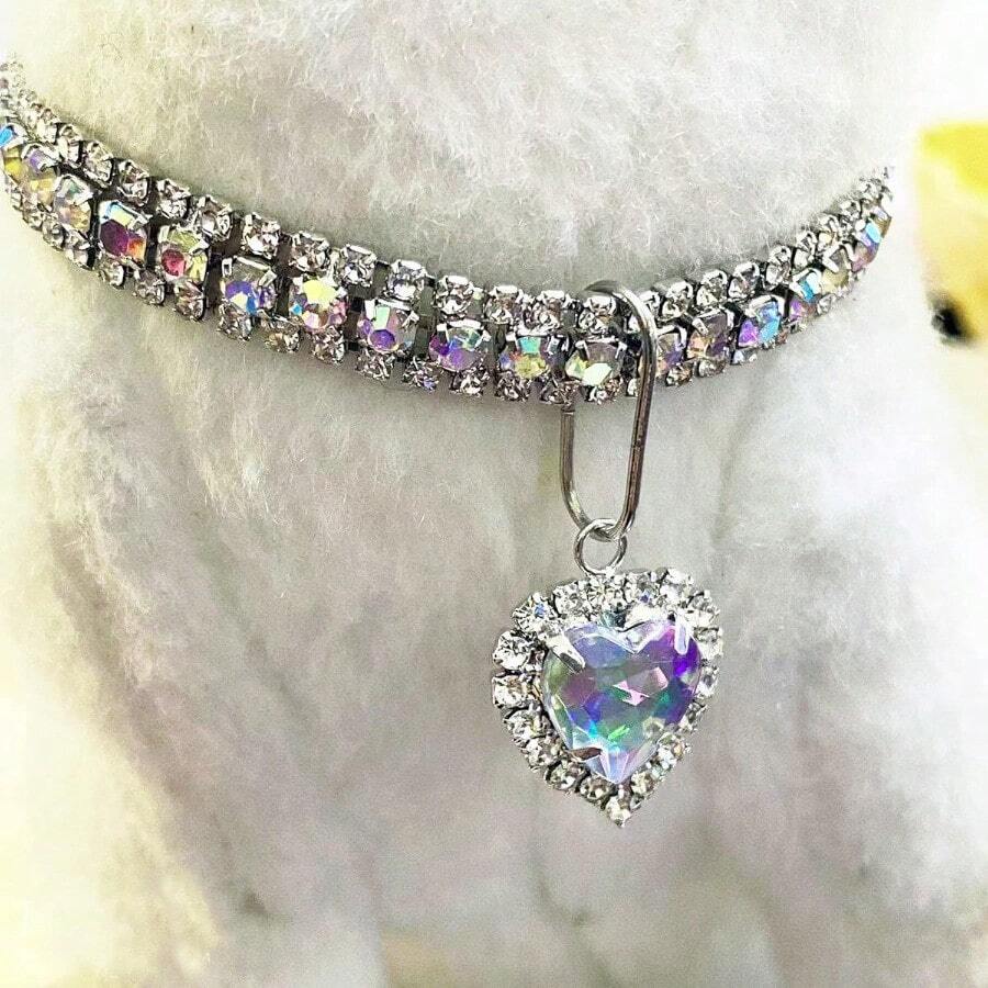 542YMXRhinestone Pet Collar Sparkling 3 Rows Crystal Diamond Dog ...