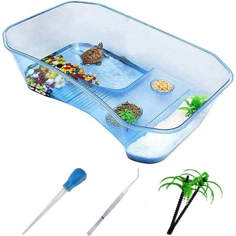 Plastic Reptile Habitat Pet Terrariums Aquarium Terrapin Topper Basking ...