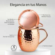 MAGMALIFE Moscow Mule Cups: Set Of 4 Premium Aluminum Cups With Elegant Copper Finish, 18 Oz ...
