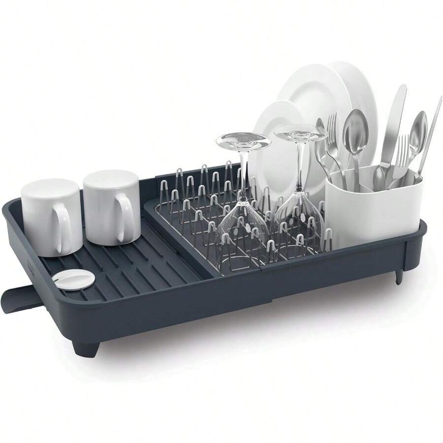 Extendable Dish Drying Rack With Expanding Dual Parts NonScratch ...