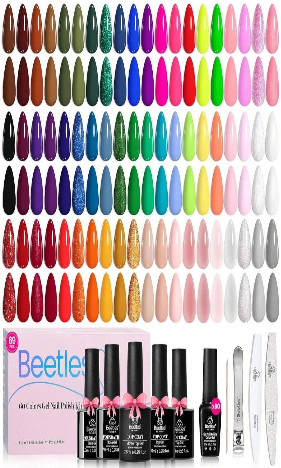 Beetles Cat Eye Gel Polish Set - 24Pcs 20 Colors Glitter Dark Color ...