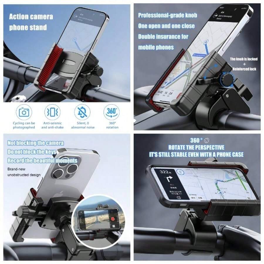 Motorcycle Phone Mount Holder, Anti - Shake Bike Handlebar Cell Phone ...