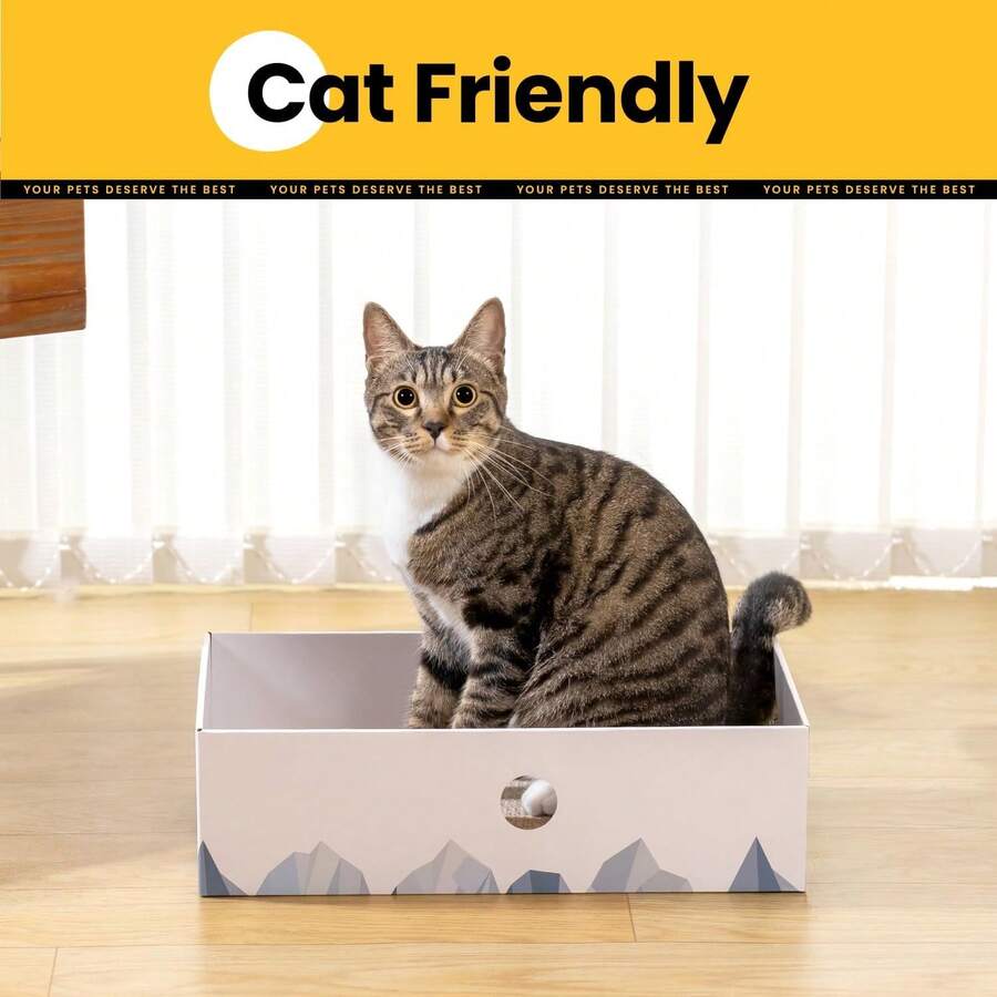 Cat Scratcher Box With Heavy-Duty Double-Sided Cardboard Pad, Cardboard ...