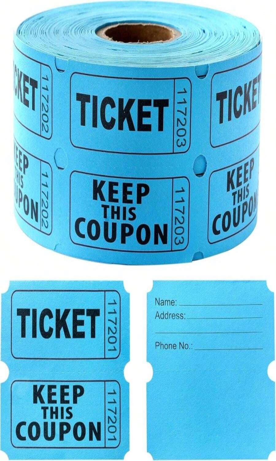 500 Pairs Raffle Tickets, Double Roll 50_50 Blue Raffle Tickets With ...