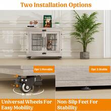 GIKPAL 27-Inch Dog Crate With Pads, 2-Door Heavy-Duty Indoor Wooden Dog ...