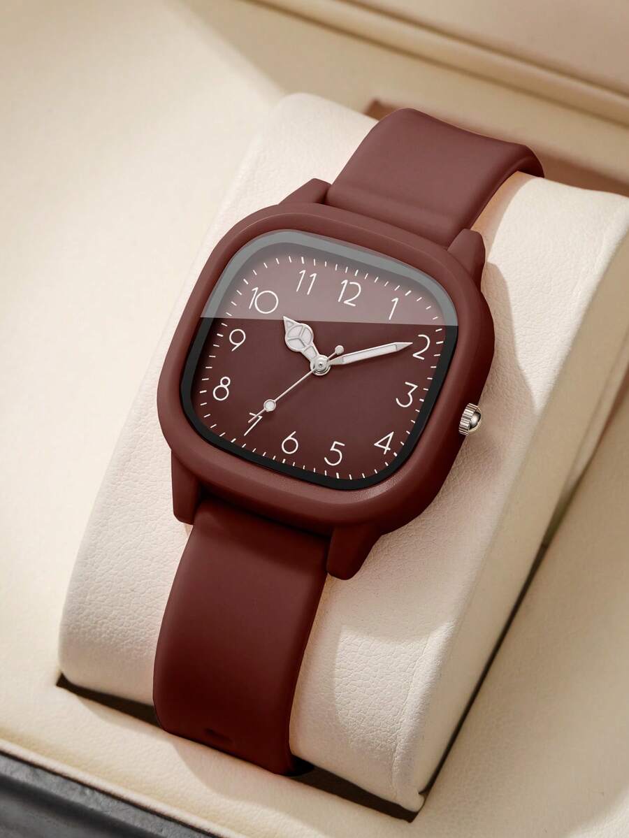 1pc Women's Silicone Quartz Watch, Fashion Minimalist Square Dial ...