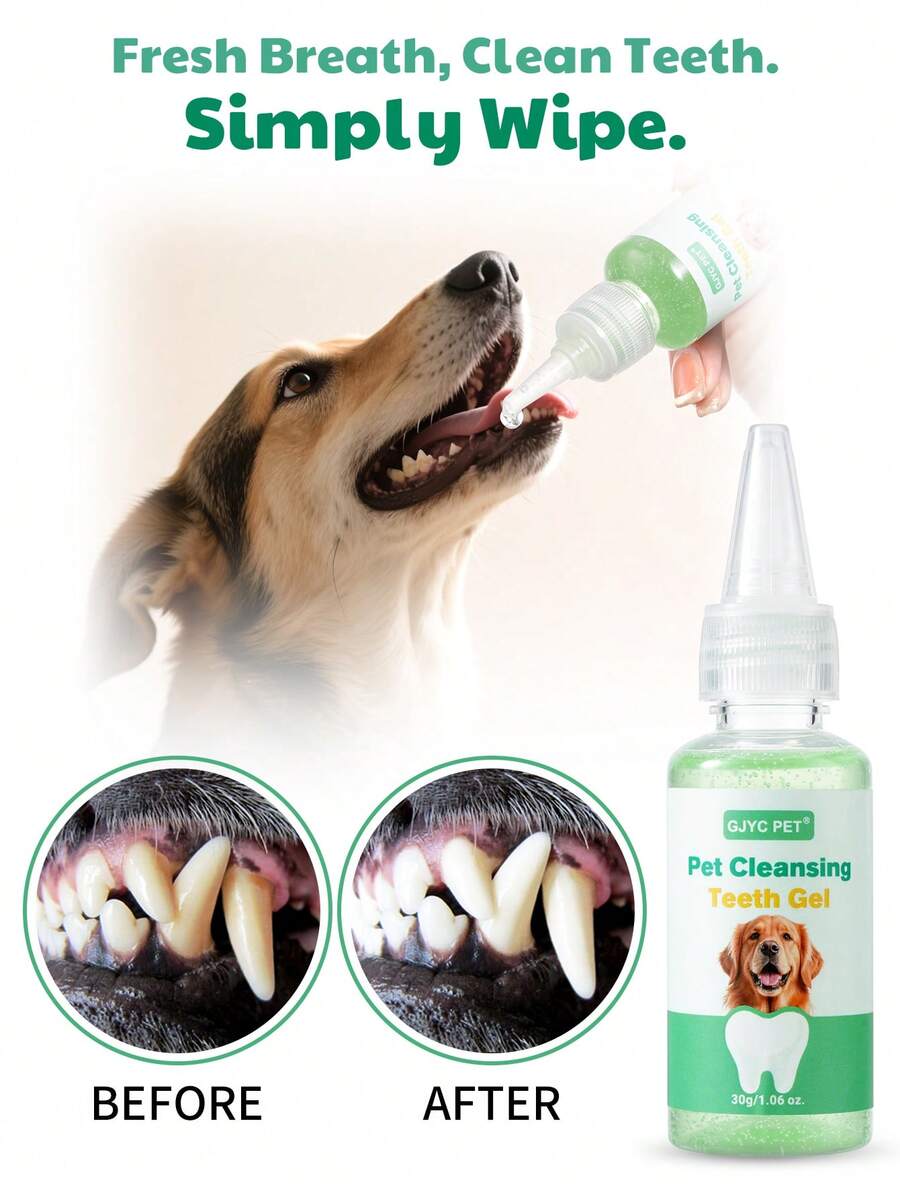 GJYC PET ¡NO SE NECESITA CEPILLO! Gel dental de té verde para perros y ...