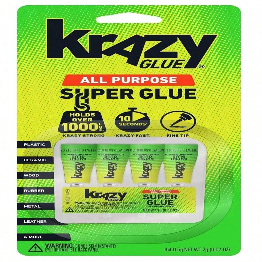 Krazy Glue All Purpose Superglue Singles (4 X 0.5g Tubes) Fine Tip ...