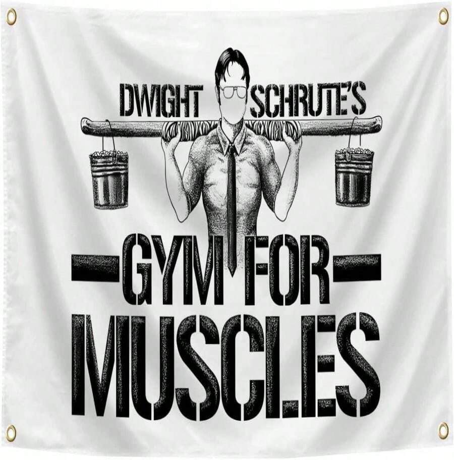Funny Dwight Schrutes Gym For Muscles Flag Motivational Fitness ...