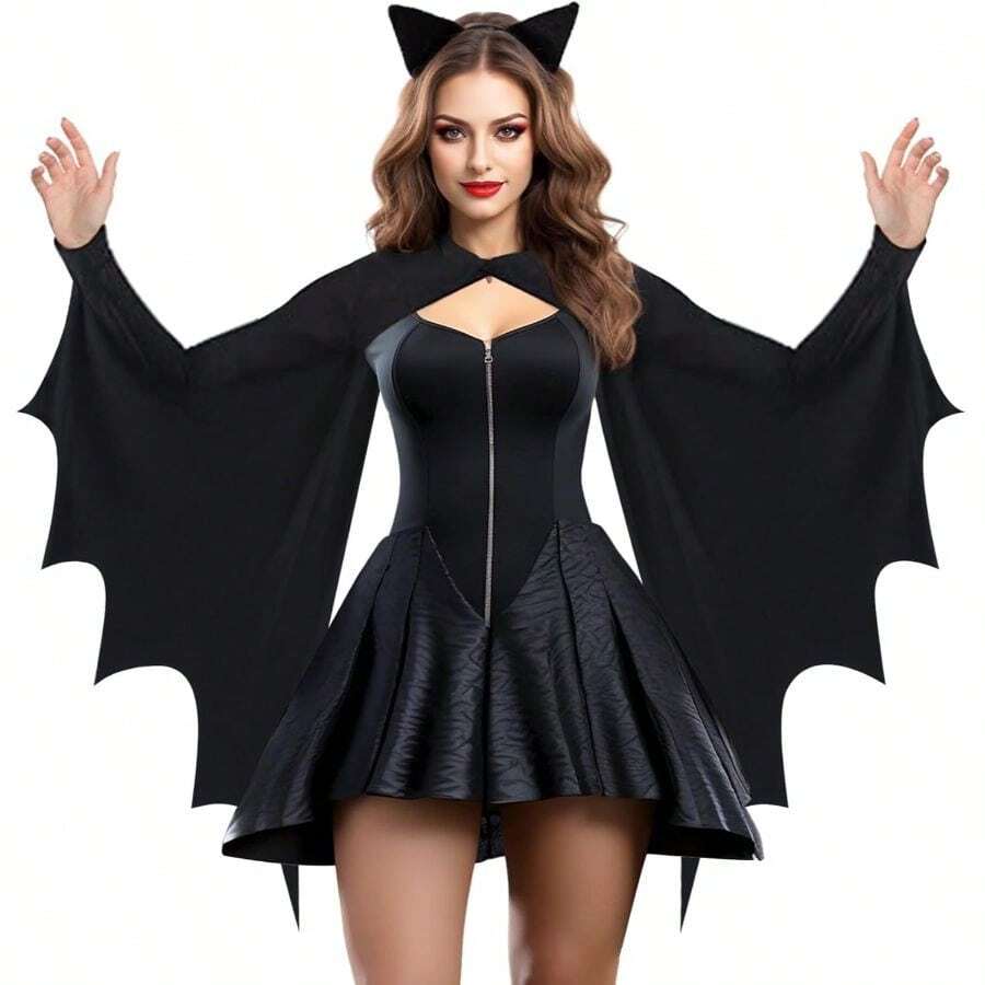 Halloween Bat Wings Costume Women Adult Halloween Bat Shrug With Ears ...