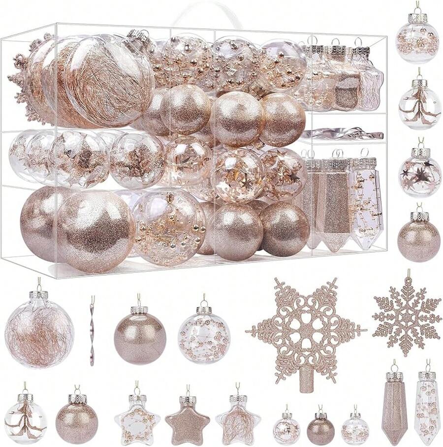 SHareconn 86PCS Christmas Tree Ornaments Clear Set,Shatterproof And ...