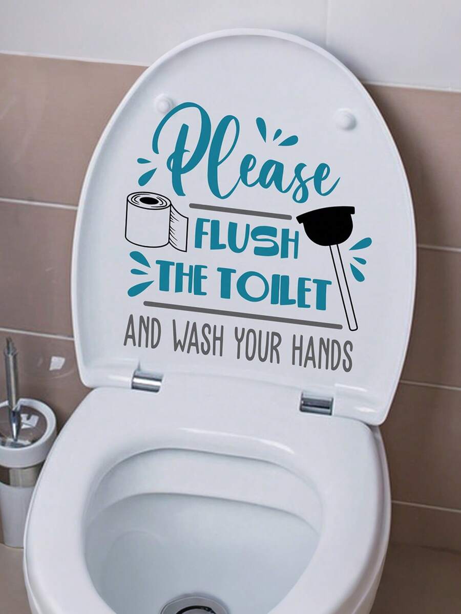 1 Sheet Toilet Sticker, Flush Slogan Sticker, Toilet Decoration, Self ...