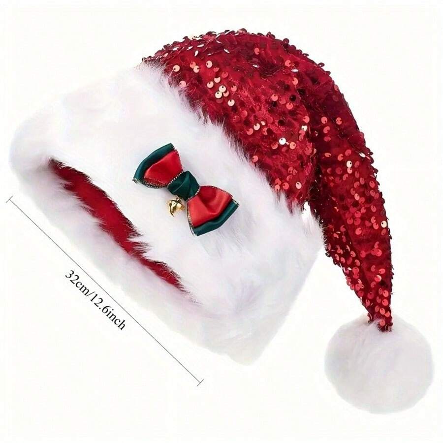 Paillettenbesetzter Weihnachtsmann-Hut für Erwachsene mit glänzenden ...