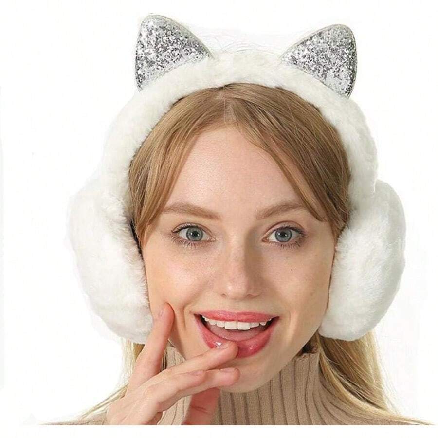 Women's Winter Warm Cat Ear Muffs Cute Catear Earmuff For Girls Fluffy ...