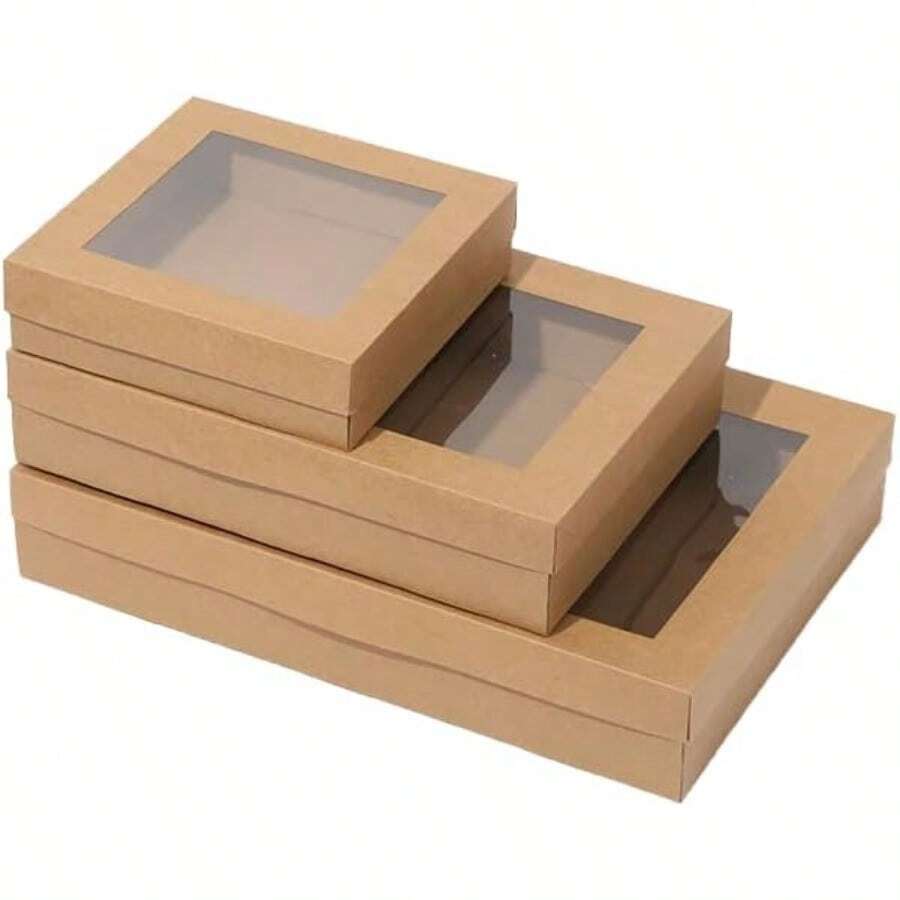 Cardboard Paper Catering Grazing Boxes Trays 10 20Pk W Windows Kraft ...