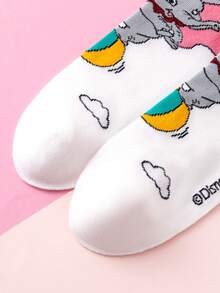 2/4/8 Pairs Disney Genuine Women Socks, Cute Dumbo Cartoon Character ...