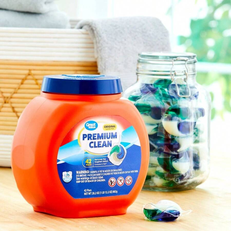 Great Value Premium Clean Laundry Pacs, Original Scent – 16 Count ...