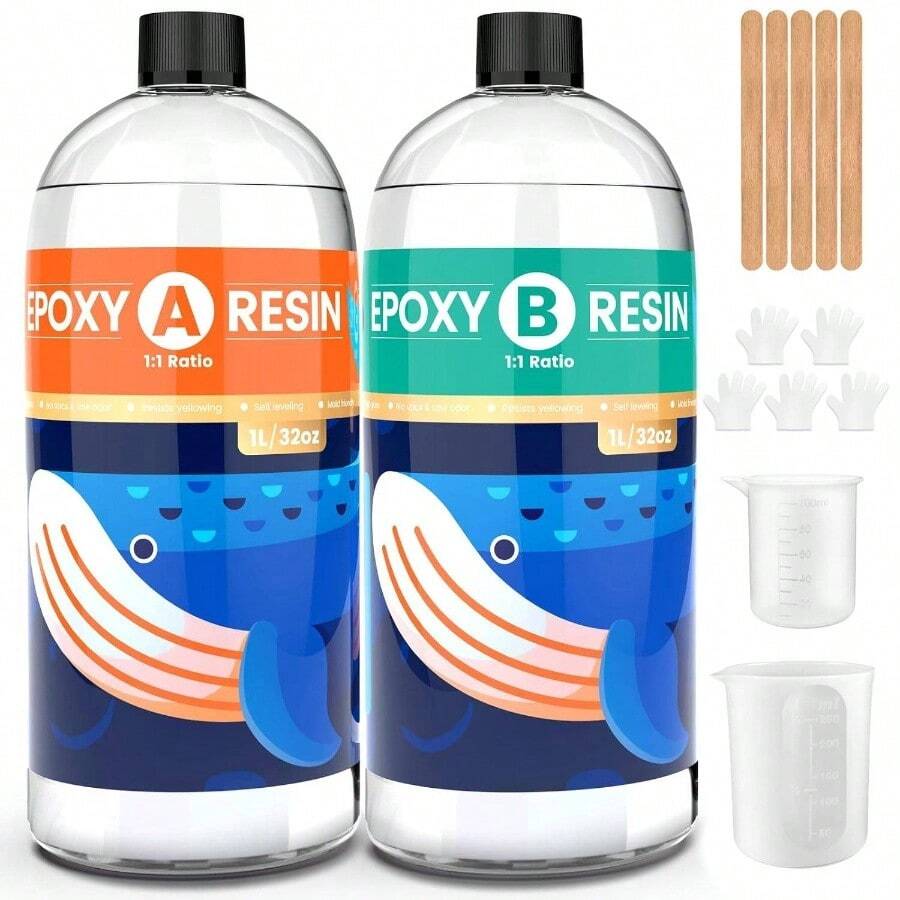 Epoxy Resin, 2L64oz No Bubbles Resin Kit, Fast Curing Epoxy Resin Table Tops, Casting, Art ...