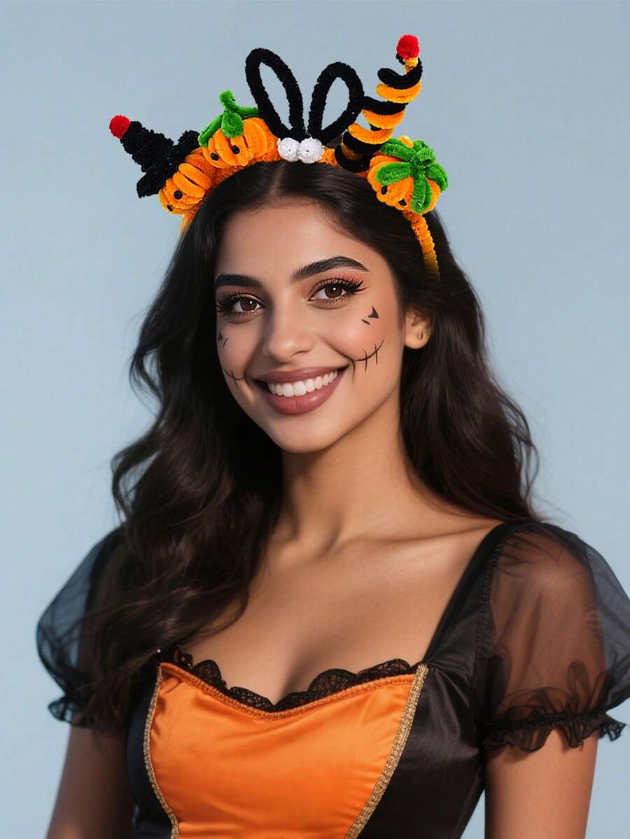 1pc Cartoon 3D Headband, Cute Pumpkin & Bee Design Halloween Headpiece ...