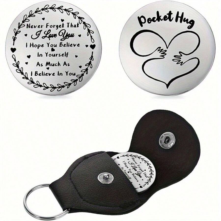 1PC Pocket Hug Coin - Heart Shaped Design, With "Never Forget I Love ...