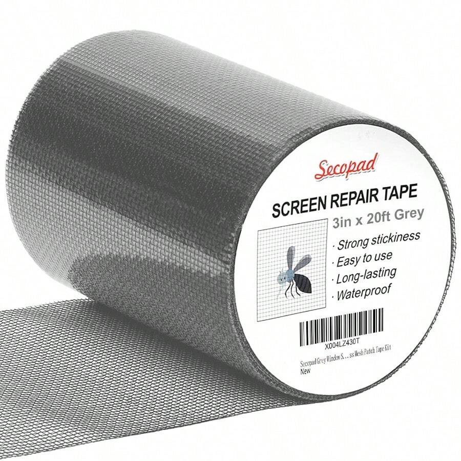 Grey Window Screen Repair Tape 3IN X 20FT 240IN Screen Repair Kit For Windows Or Doors Strong ...