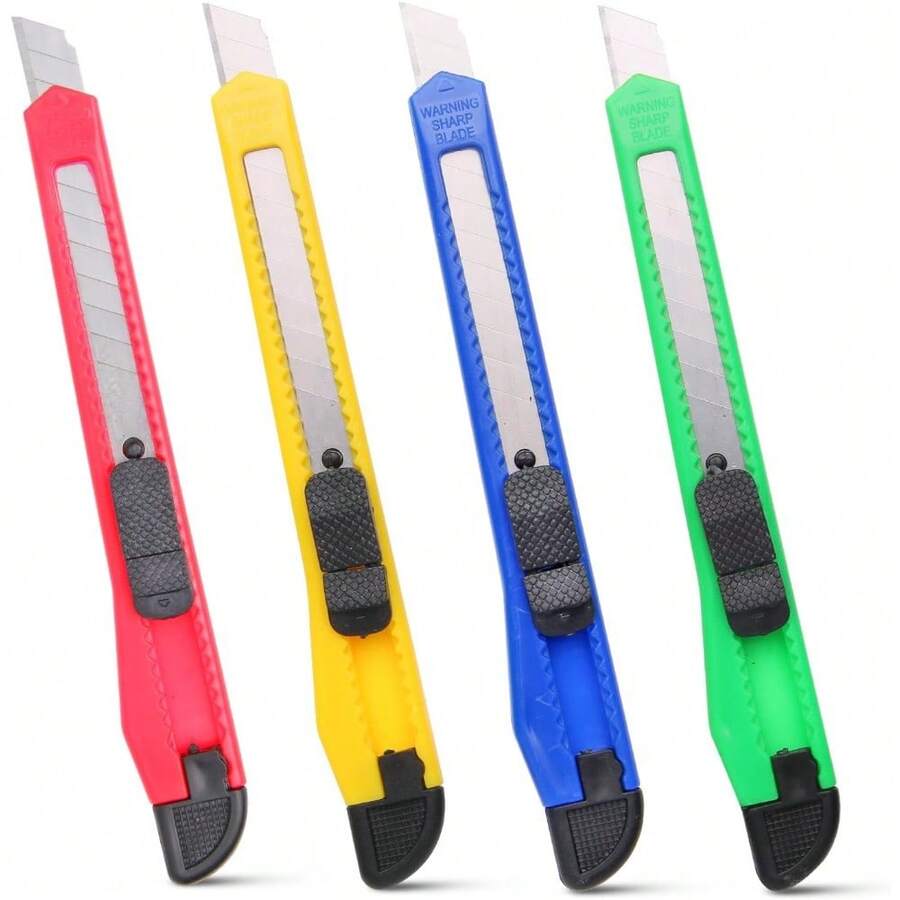 4 Pack Box Cutter Knife, 3-Rd Gen Utility Knives, Razor Blade Opener ...
