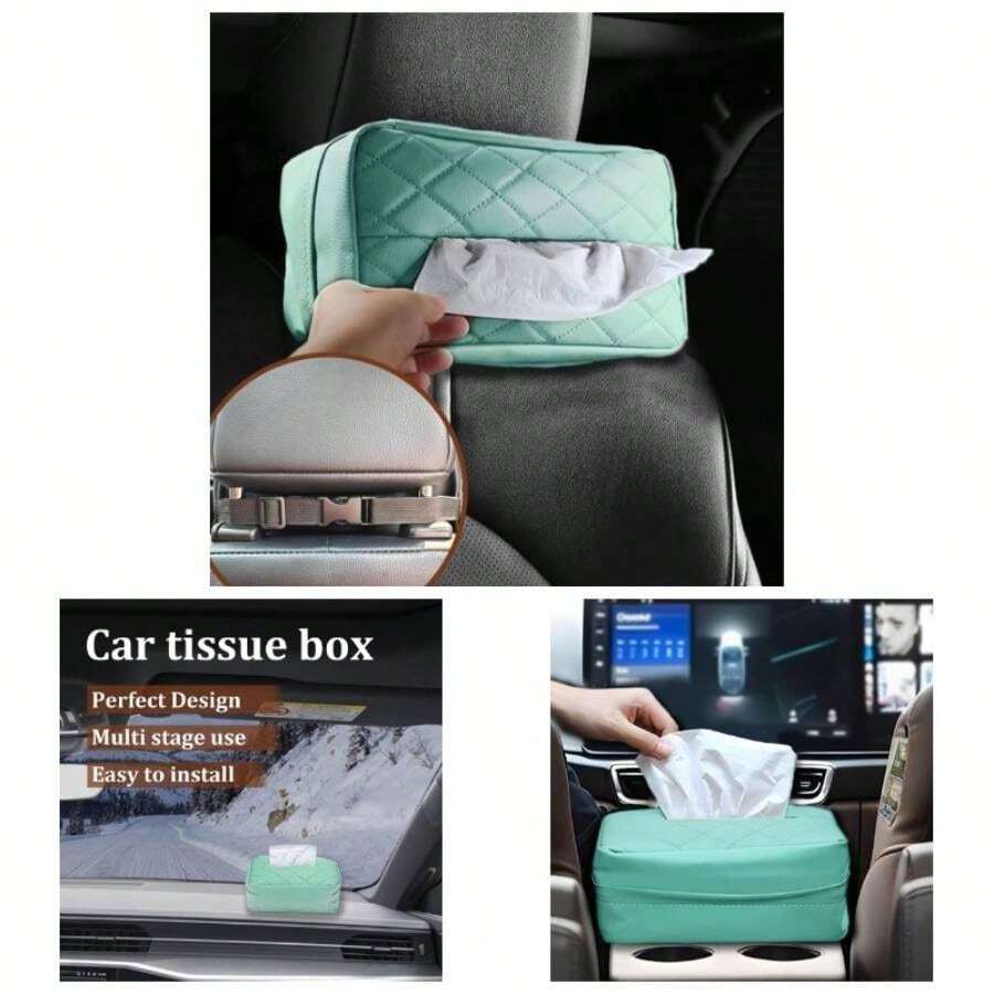 Car Tissue Holder, PU Leather Tissues Box, Car Backseat Large Rectangle Napkin Holder Fits 120 ...