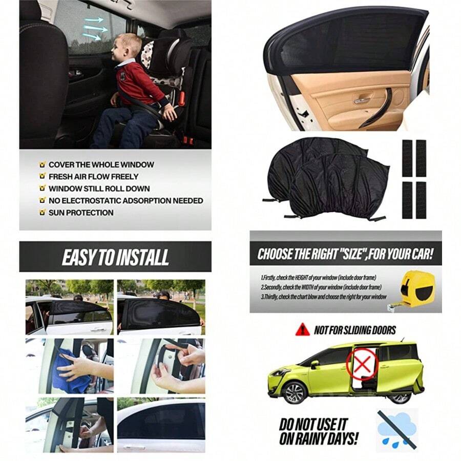 ESEWALAS Car Window ShadesCar Window Covers Adjustable Elastic Fabric ...