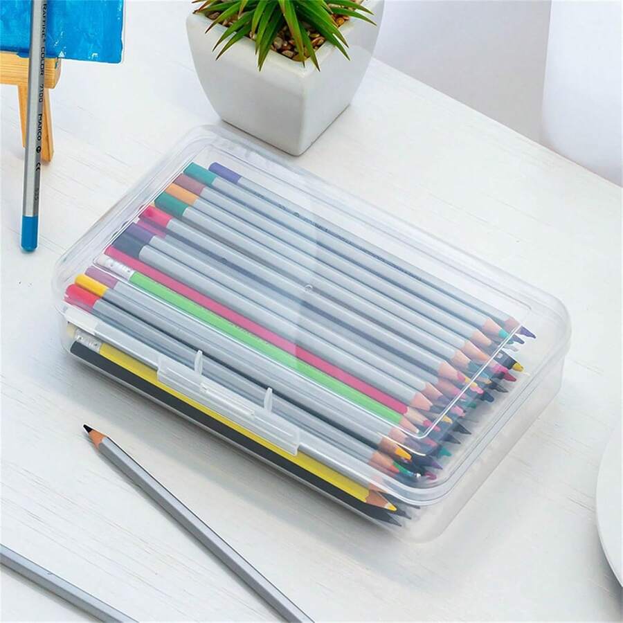 Pencil Box, Large Capacity Plastic Pencil Case With Snap-Tight Lid ...