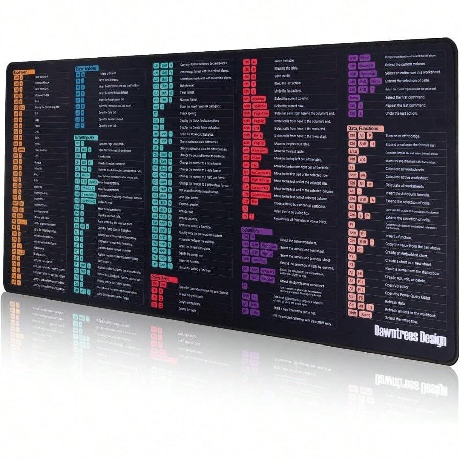 Excel Shortcut Mouse Pad 120*60cm Excel Desk Mat PC Office Spreadsheet ...