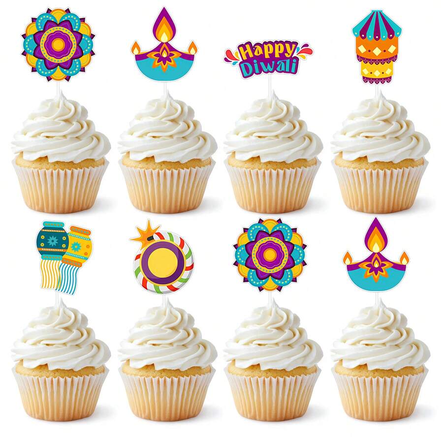 1pc/12pcs/13pcs Diwali Themed Cake Topper For Diwali Birthday Party ...