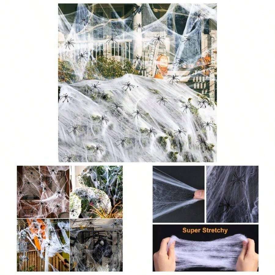 Halloween Spider Webs Decorations 1000 Sqft With 30 Spiders, Stretchy ...
