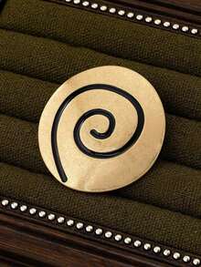 One Golden Large Round Biscuit Shaped Unique Alloy Women Brooch With ...